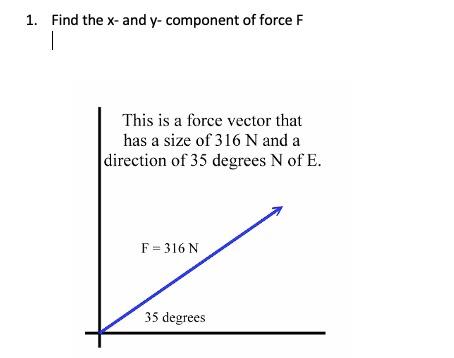 Solved 1. Find the x - and y - component of force F This is | Chegg.com