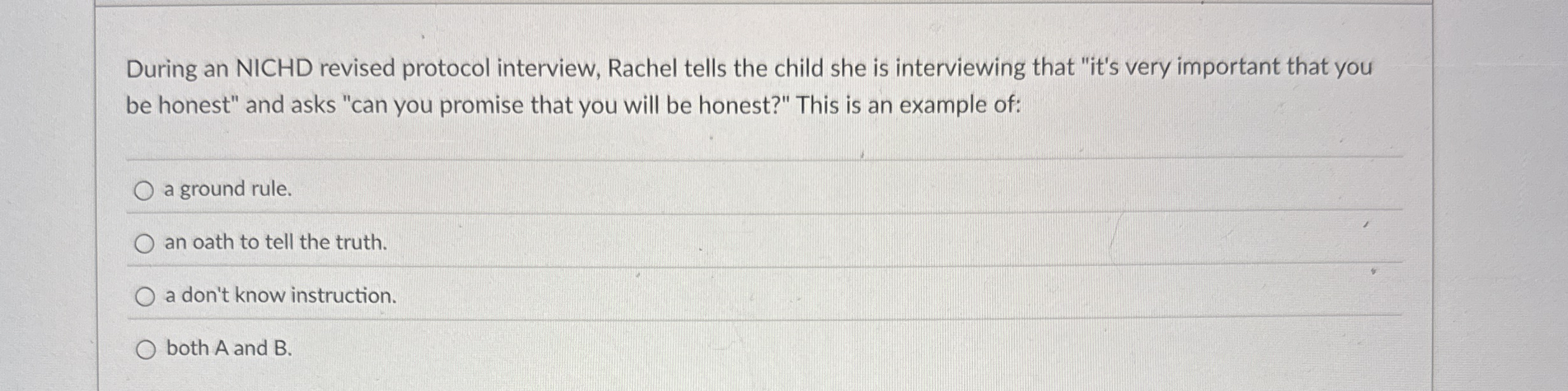 Solved During an NICHD revised protocol interview, Rachel | Chegg.com