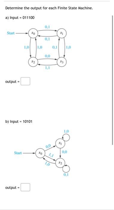 Solved Determine the output for each Finite State Machine. | Chegg.com