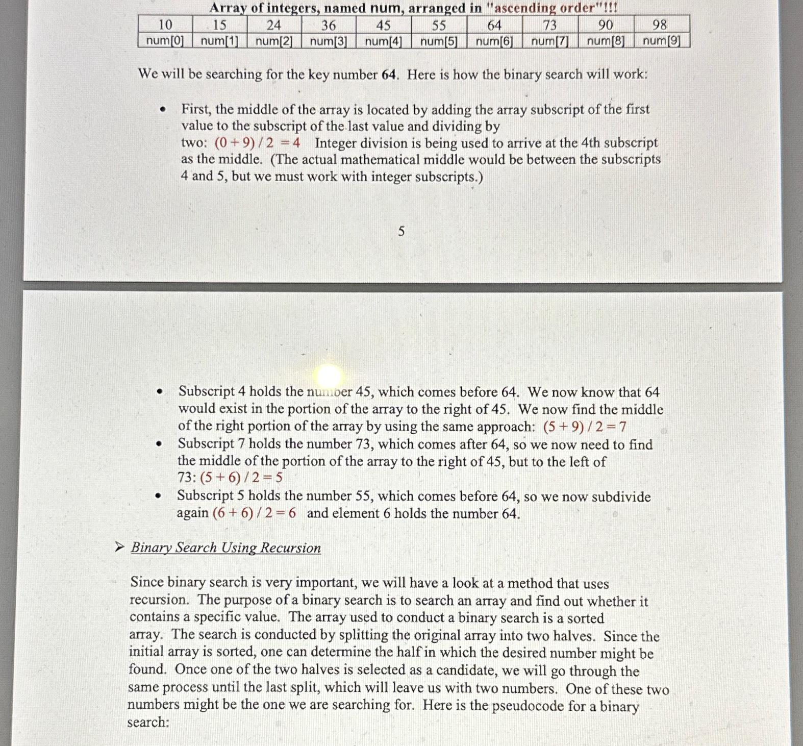 Solved Array of integers, named num, arranged in "ascending | Chegg.com