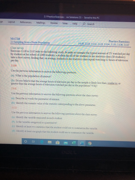 Solved 2.1 Practice Exercises - no Solutions (1) - Saved to | Chegg.com