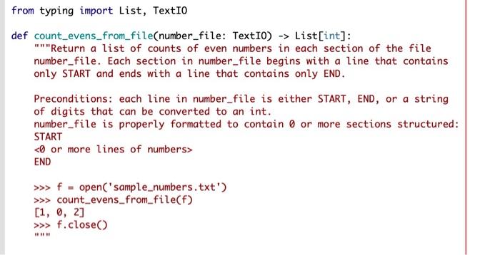 Solved from typing import List, TextIO def | Chegg.com