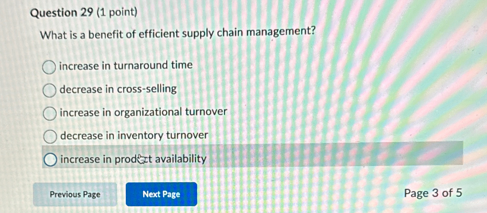 Solved Question 29 (1 ﻿point)What is a benefit of efficient | Chegg.com