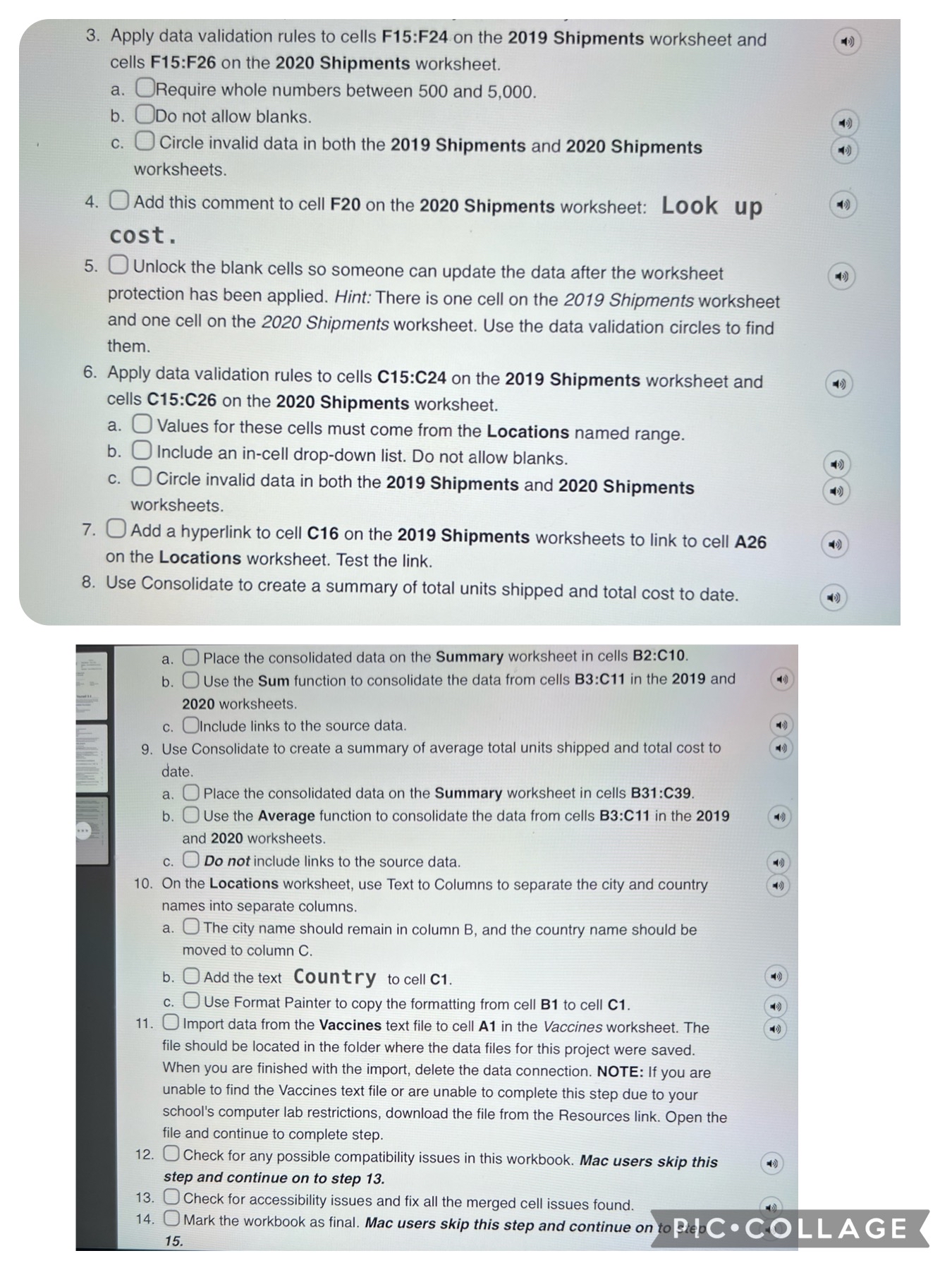 Solved Apply data validation rules to cells F15:F24 ﻿on the | Chegg.com