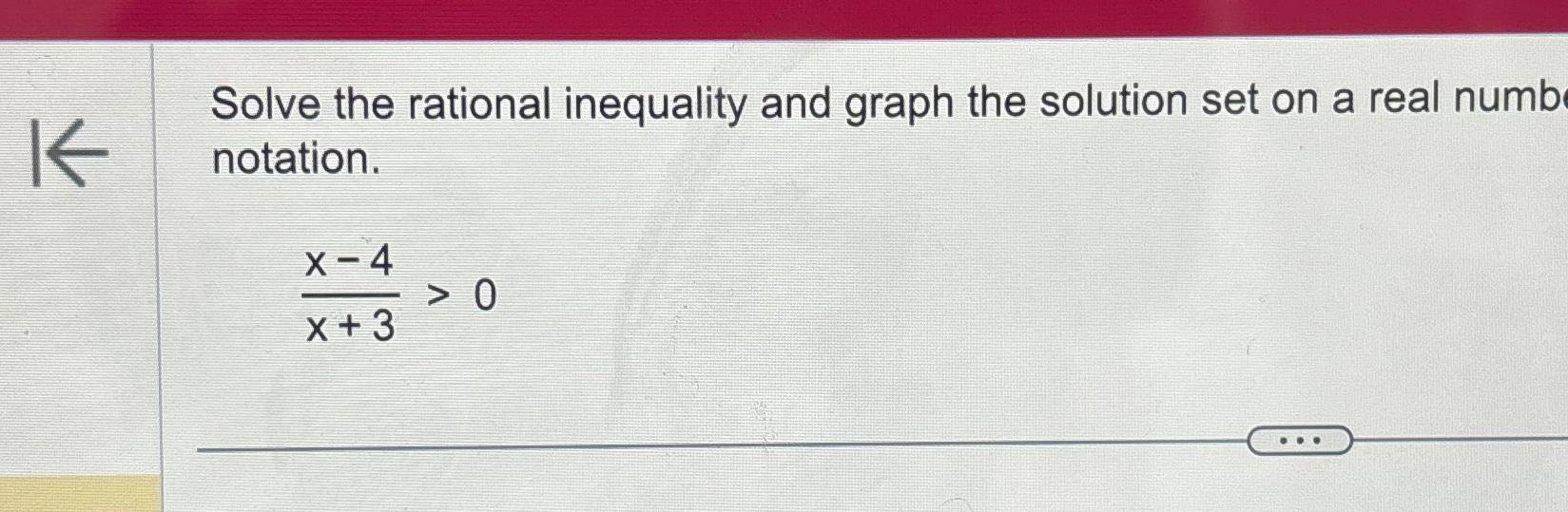 Solved Solve the rational inequality and graph the solution | Chegg.com
