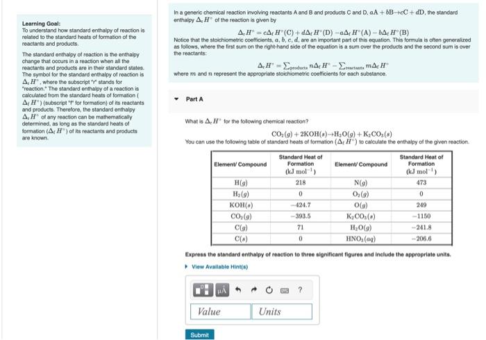 Solved In a generic chemical reaction imvolving reactants A | Chegg.com