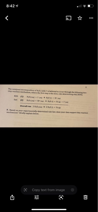 Solved 8:424 ย . The catalyzed decomposition of H., with is | Chegg.com