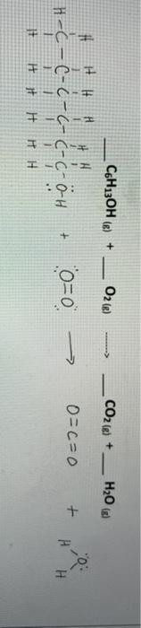 Solved C6H12OH() + 02 (6) ---> CO2(e) + __ H20 - # HHH 03 | Chegg.com