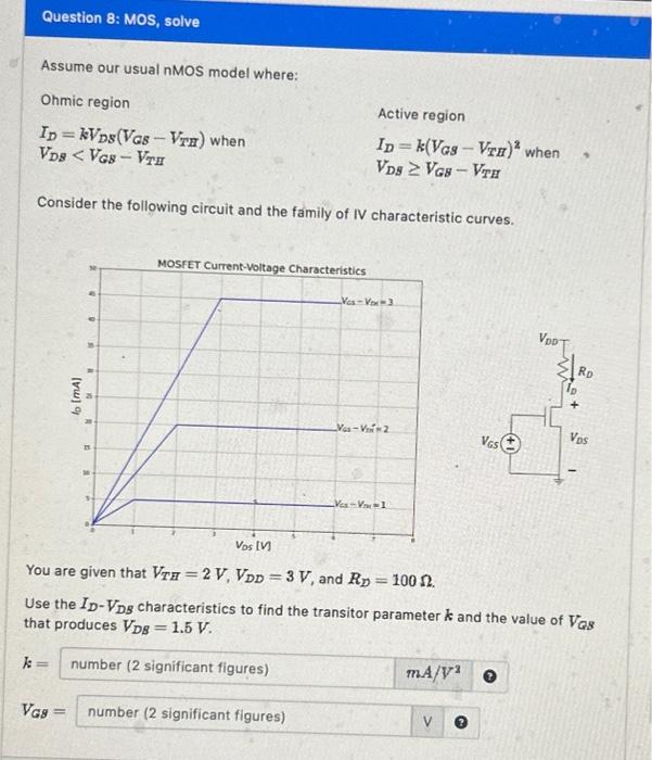 Solved Assume our usual nMOS model where: Ohmic region | Chegg.com
