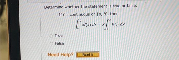 Solved Determine whether the statement is true or false. If | Chegg.com