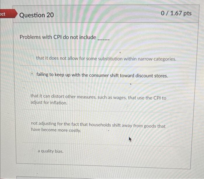 Solved Problems with CPI do not include that it does not | Chegg.com