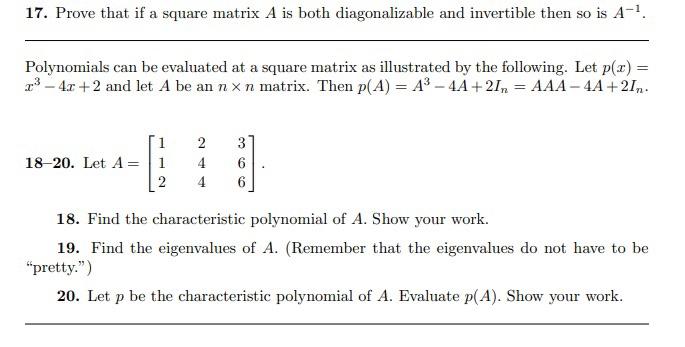 Solved 17. Prove that if a square matrix A is both | Chegg.com