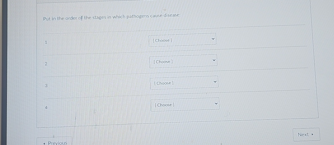 Solved Put in the order of the stages in which pathogens | Chegg.com