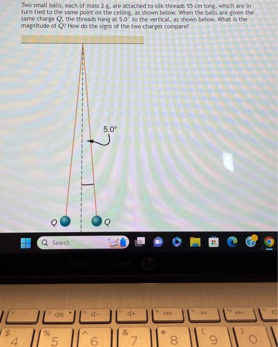 Solved Two small balls, each of mass 2 g, are attached to | Chegg.com