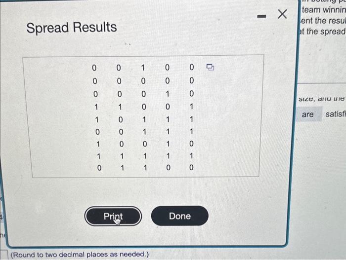 Solved spreads are accurate, we would expect about half of | Chegg.com