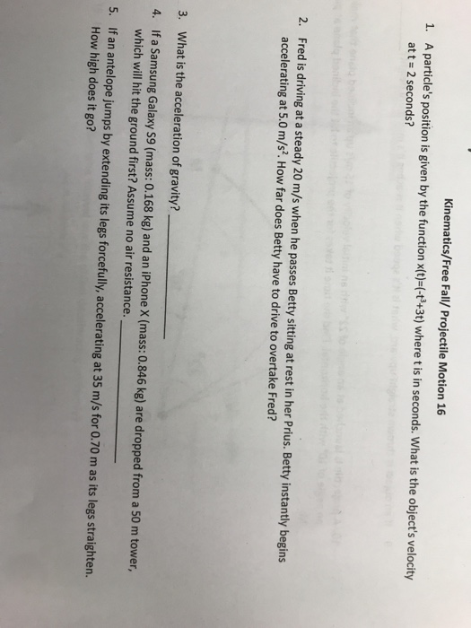 Solved Kinematics/Free Fall/ Projectile Motion 16 1. A | Chegg.com