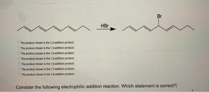 Solved Br HBO The product shown is the 1,2-addition product | Chegg.com