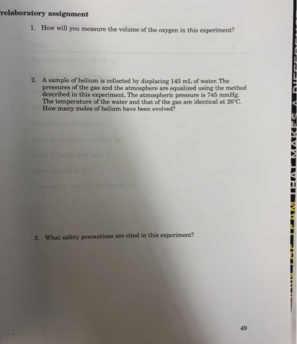 relaboratory assignment 1. How will you measure the | Chegg.com