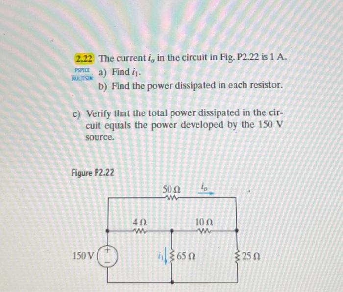 Solved 2.22 The current io in the circuit in Fig. P2.22 is 1 | Chegg.com
