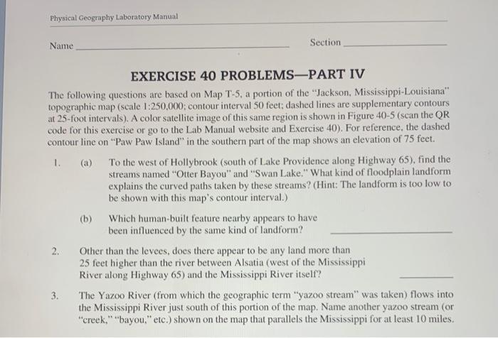 Solved Physical Geography Laboratory Manual Name Section | Chegg.com