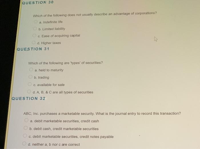 Solved QUESTION 30 Which of the following does not usually | Chegg.com
