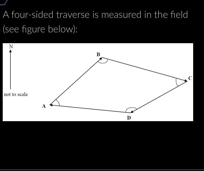 Solved A four-sided traverse is measured in the field (see | Chegg.com