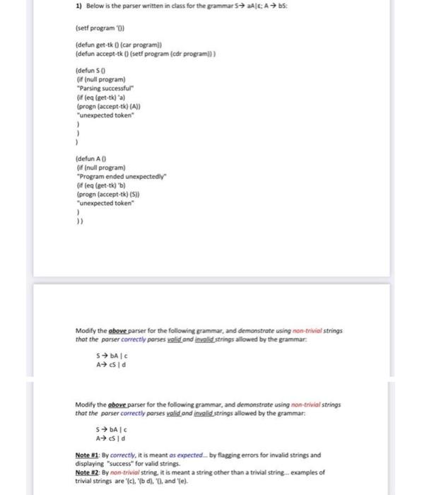 1 Below Is The Parser Written In Class For The