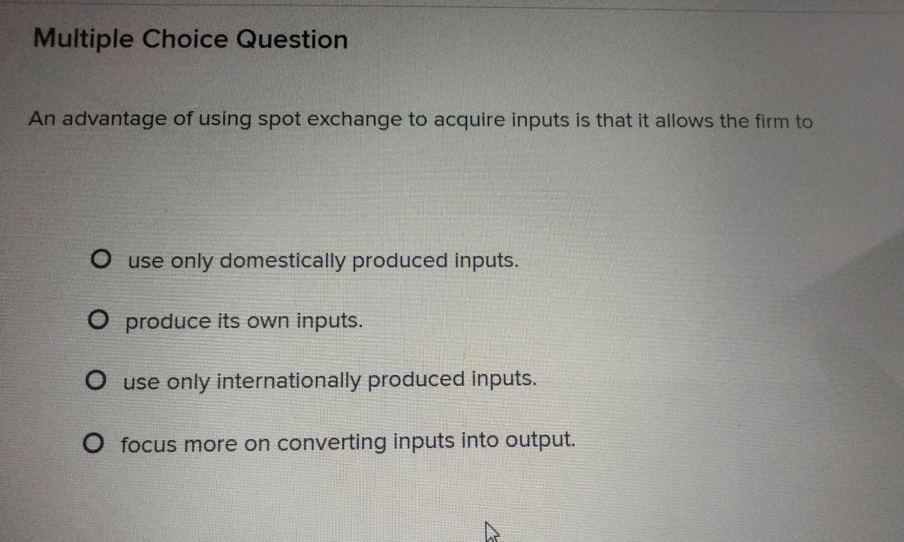 Solved Multiple Choice QuestionAn advantage of using spot | Chegg.com