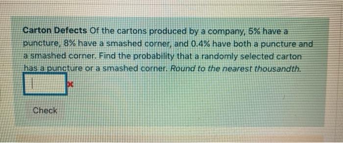 Solved Carton Defects of the cartons produced by a company, | Chegg.com