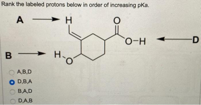Solved Rank the labeled protons below in order of increasing | Chegg.com