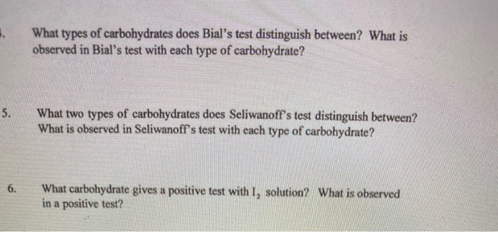 Solved What types of carbohydrates does Bial's test | Chegg.com