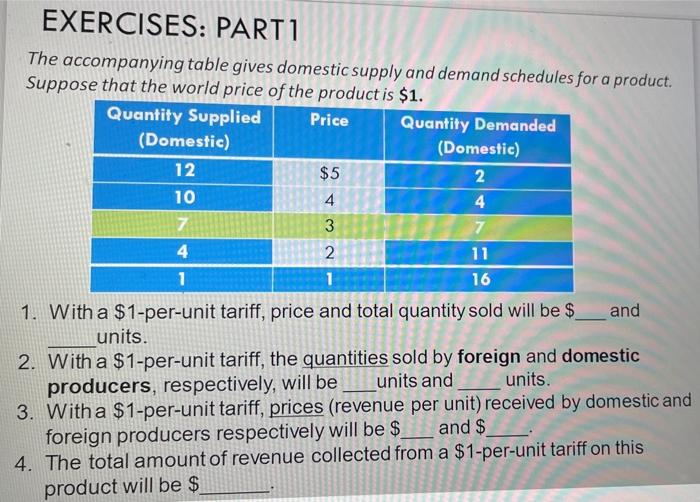 Solved EXERCISES: PARTI The accompanying table gives | Chegg.com