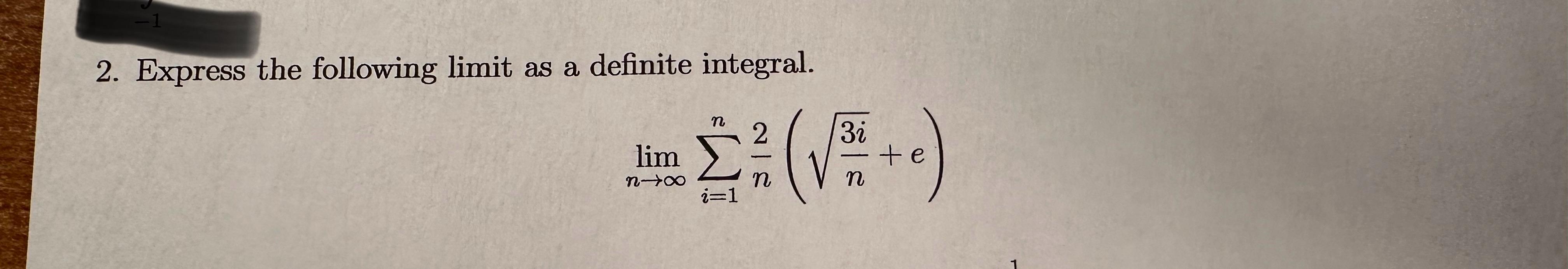 Solved Express the following limit as a definite | Chegg.com