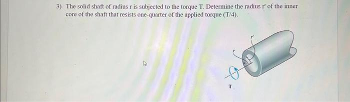 Solved 3) The solid shaft of radius r is subjected to the | Chegg.com
