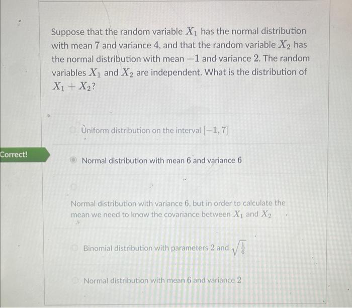 Solved ppose that the random variable X1 has the normal | Chegg.com