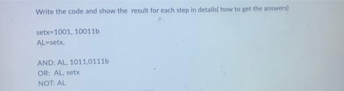 Solved Write the code and show the result for each step in | Chegg.com