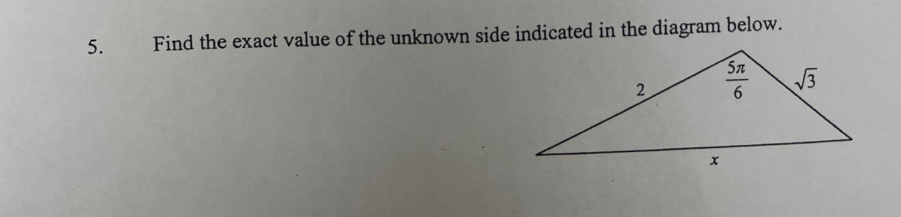 Find the exact value of the unknown side indicated in | Chegg.com