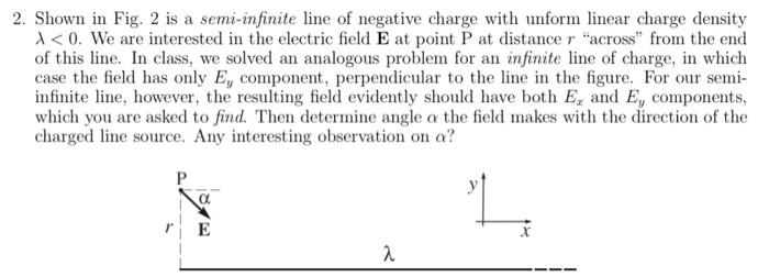 Solved 2. Shown in Fig. 2 is a semi-infinite line of | Chegg.com