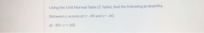 Solved Using the Unit Normal Table (Z Table), find the | Chegg.com