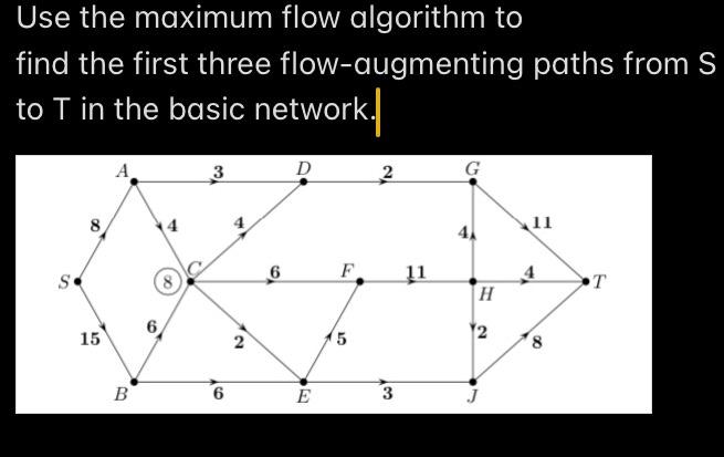 Solved Use The Maximum Flow Algorithm To Find The First
