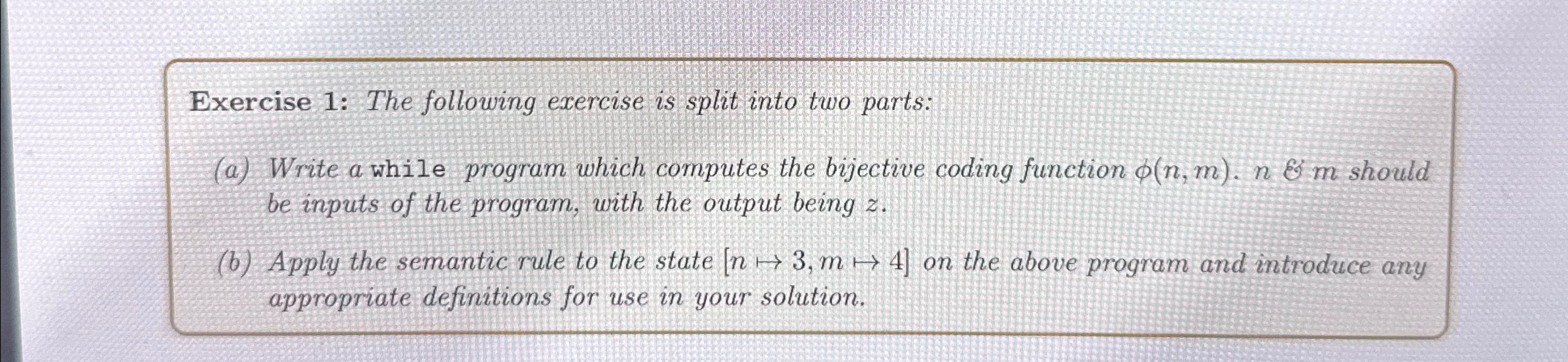 Solved Exercise 1: The following exercise is split into two | Chegg.com