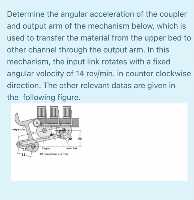Solved Determine the angular acceleration of the coupler and | Chegg.com