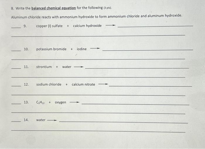 Solved Aluminum chloride reacts with ammonium hydroxide to | Chegg.com