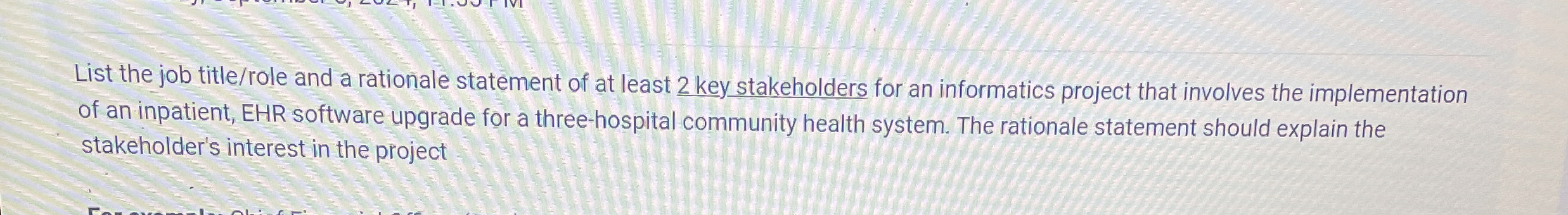 Solved List the job title/role and a rationale statement of | Chegg.com