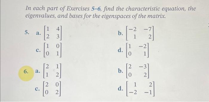 Solved In each part of Exercises 5-6, find the | Chegg.com