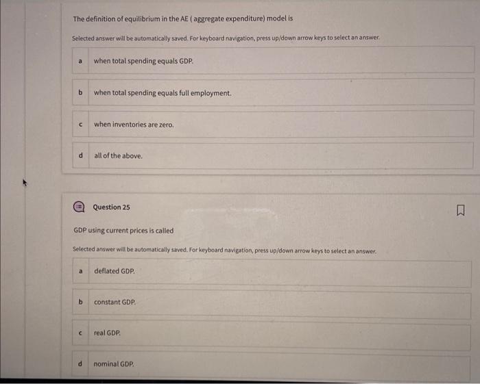 Solved The definition of equilibrium in the AE ( aggregate | Chegg.com