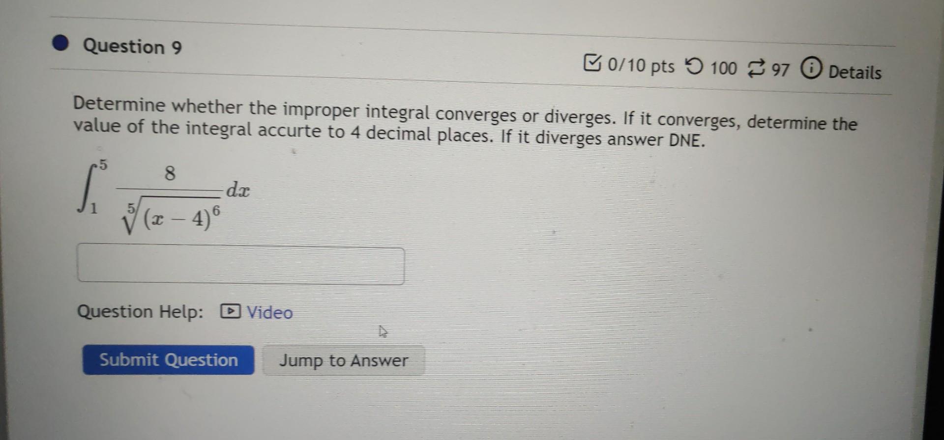 Solved Determine whether the improper integral converges or | Chegg.com