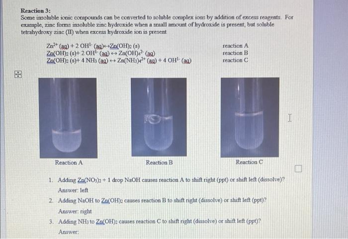 Solved Reaction 3: Some insoluble ionic compounds can be | Chegg.com
