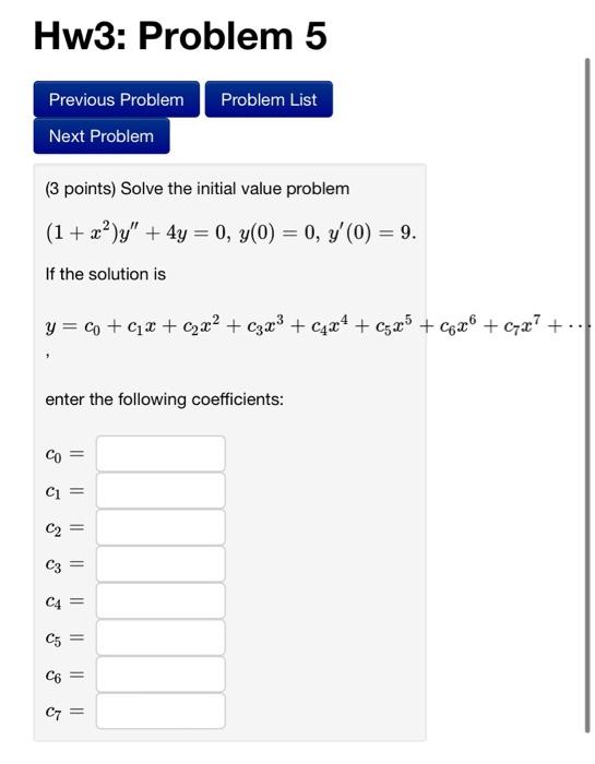 Solved (3 points) Solve the initial value problem | Chegg.com