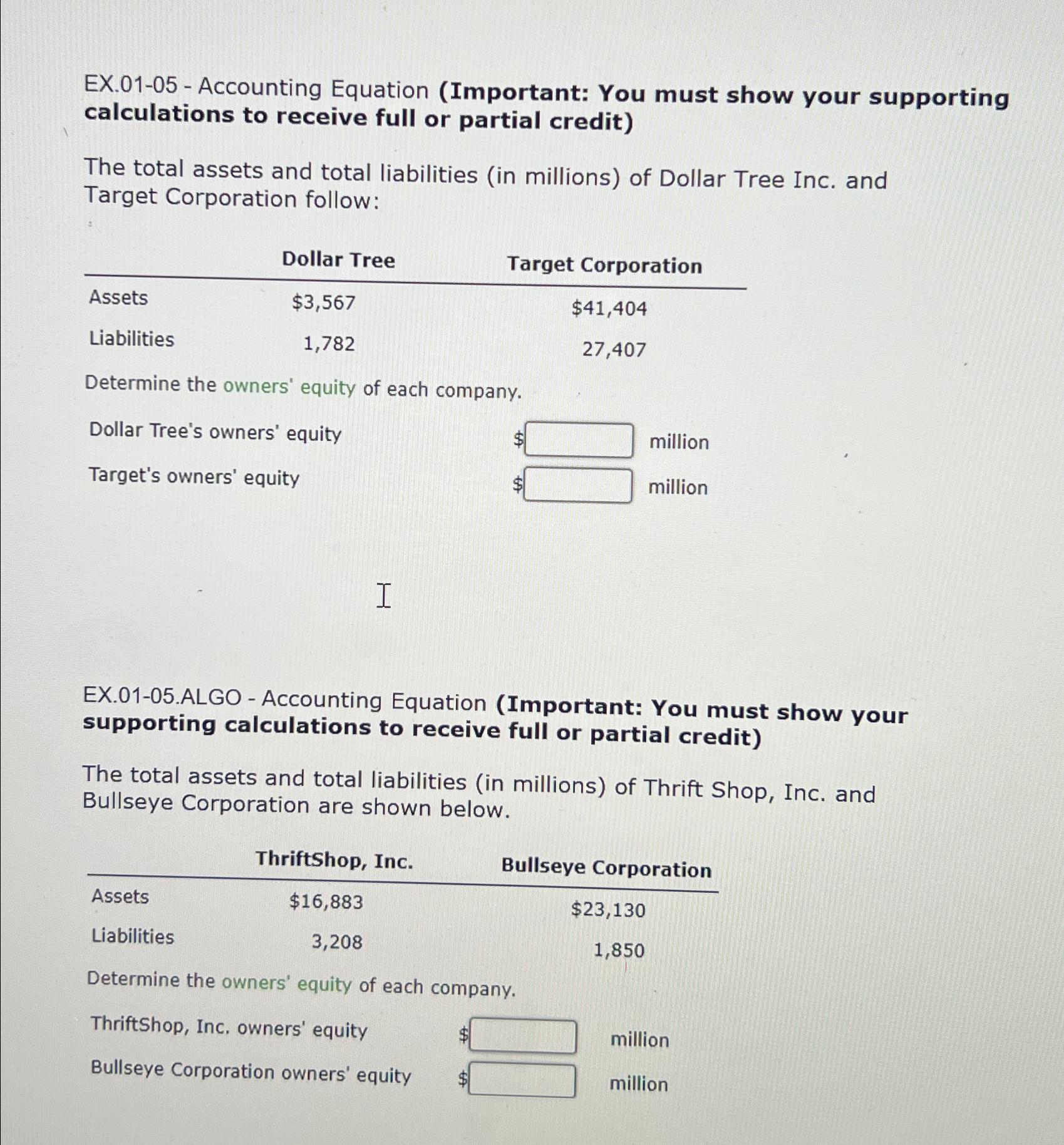 Solved Help with accounting equation | Chegg.com